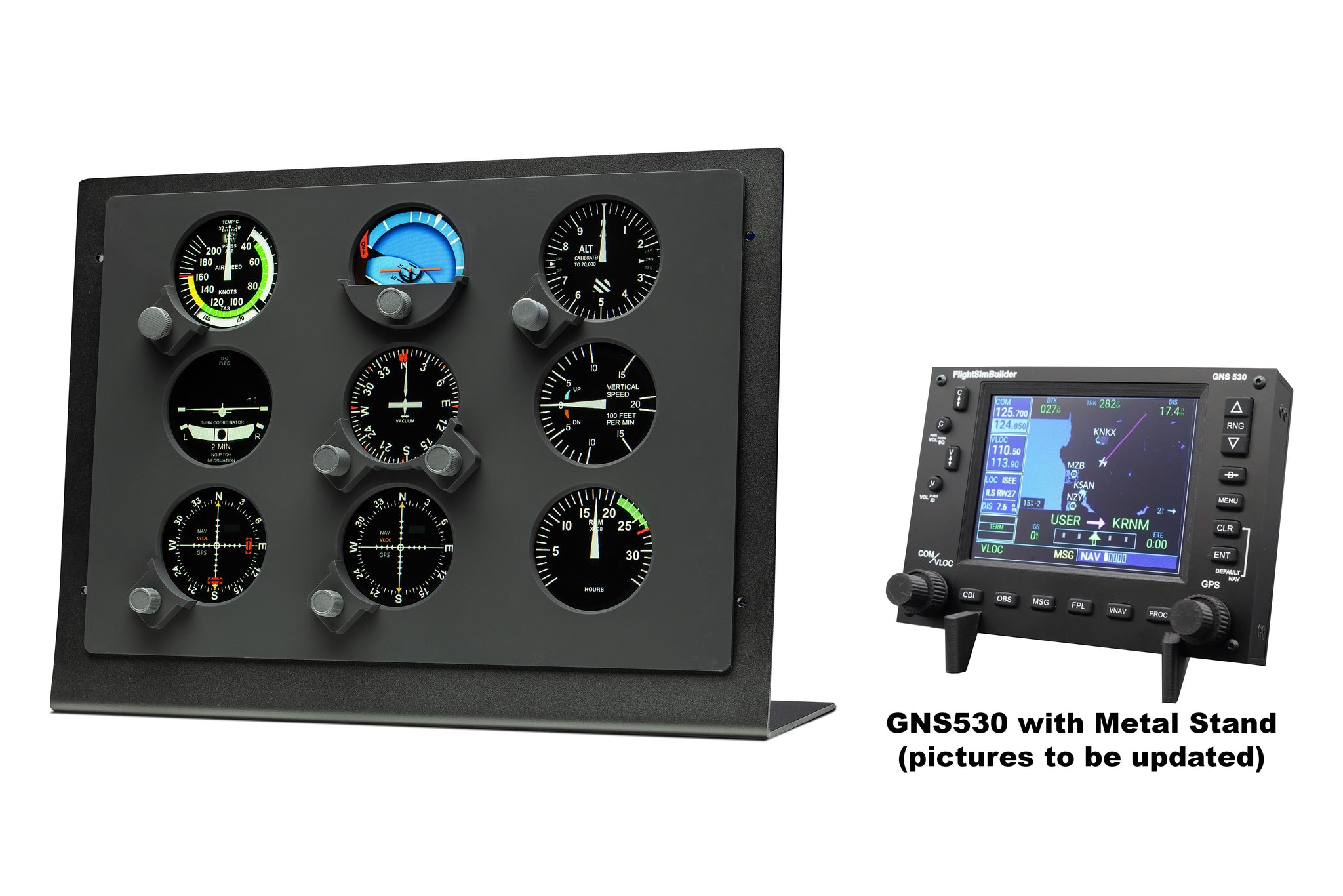 Steam Gauges Suite with GNS 530 & Metal Stands – FlightSimBuilder